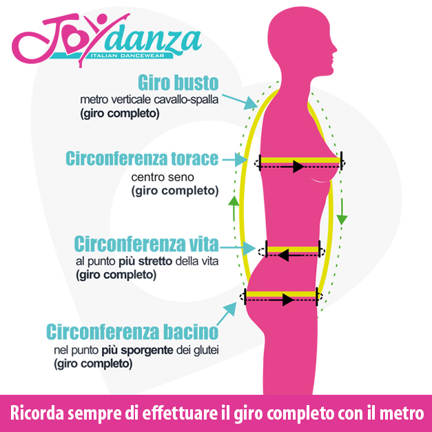 Tabella misure - Scegliere facilmente la taglia dei nostri articoli danza